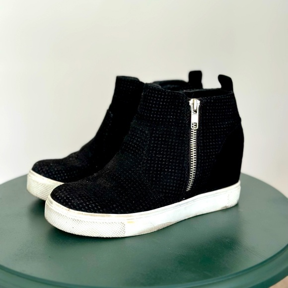 Brash | Shoes | Perforated Black Wedge Sneaker | Poshmark